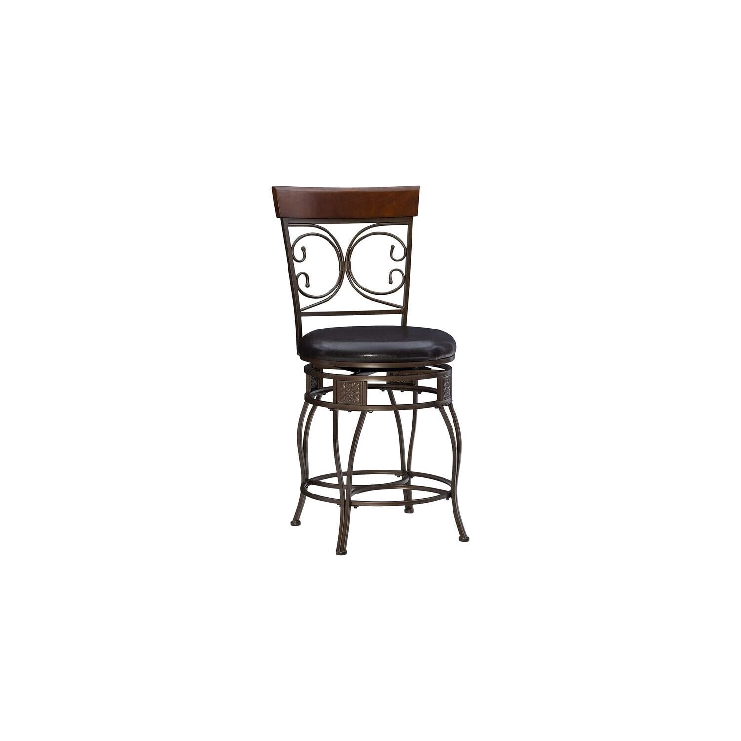 Big and Tall Counter Stool - Back to Back Scroll Design - Dark Bronze ...