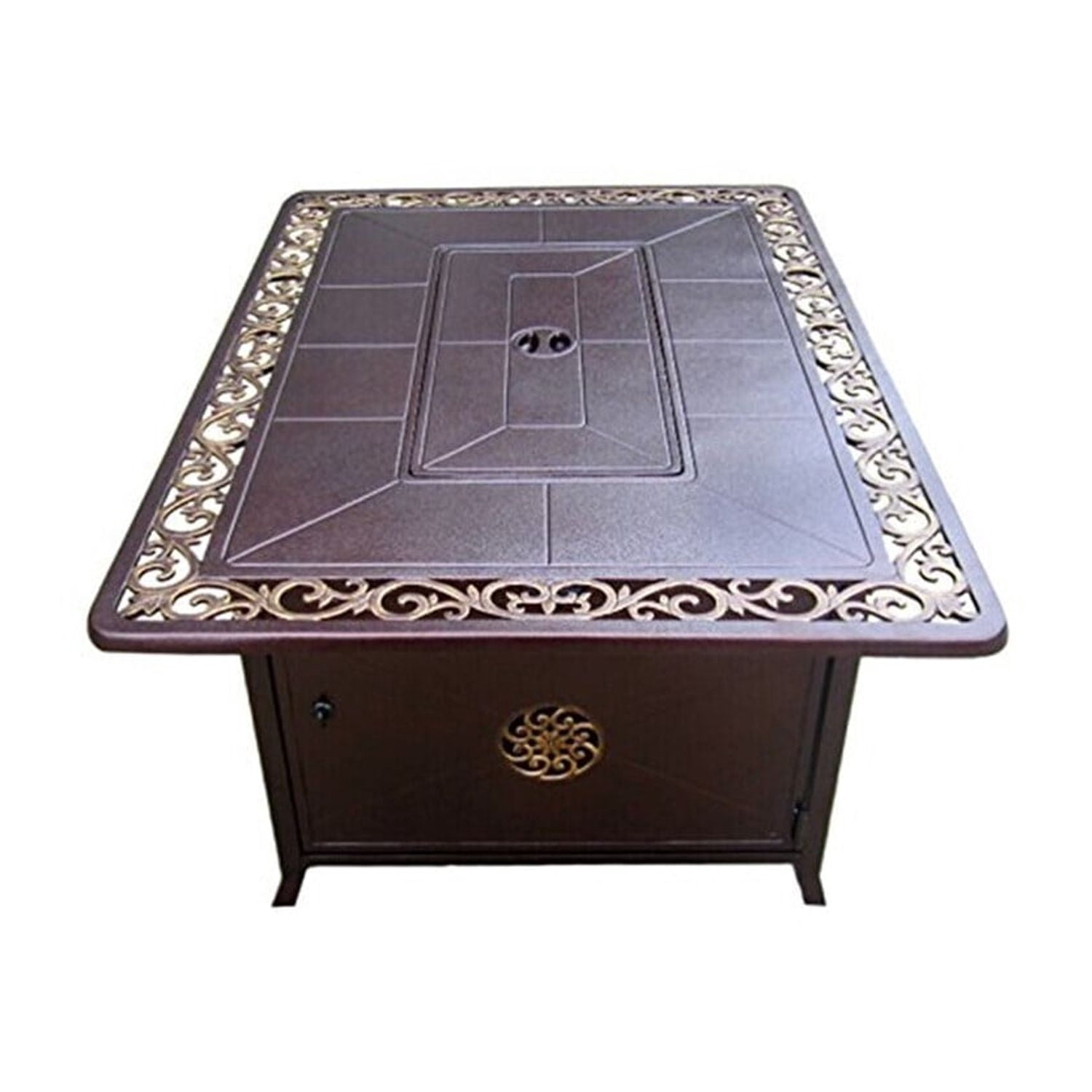 Bronze Propane Fire Pit - Scroll Design, 42,000 BTU - Tabletop Fire Pit ...