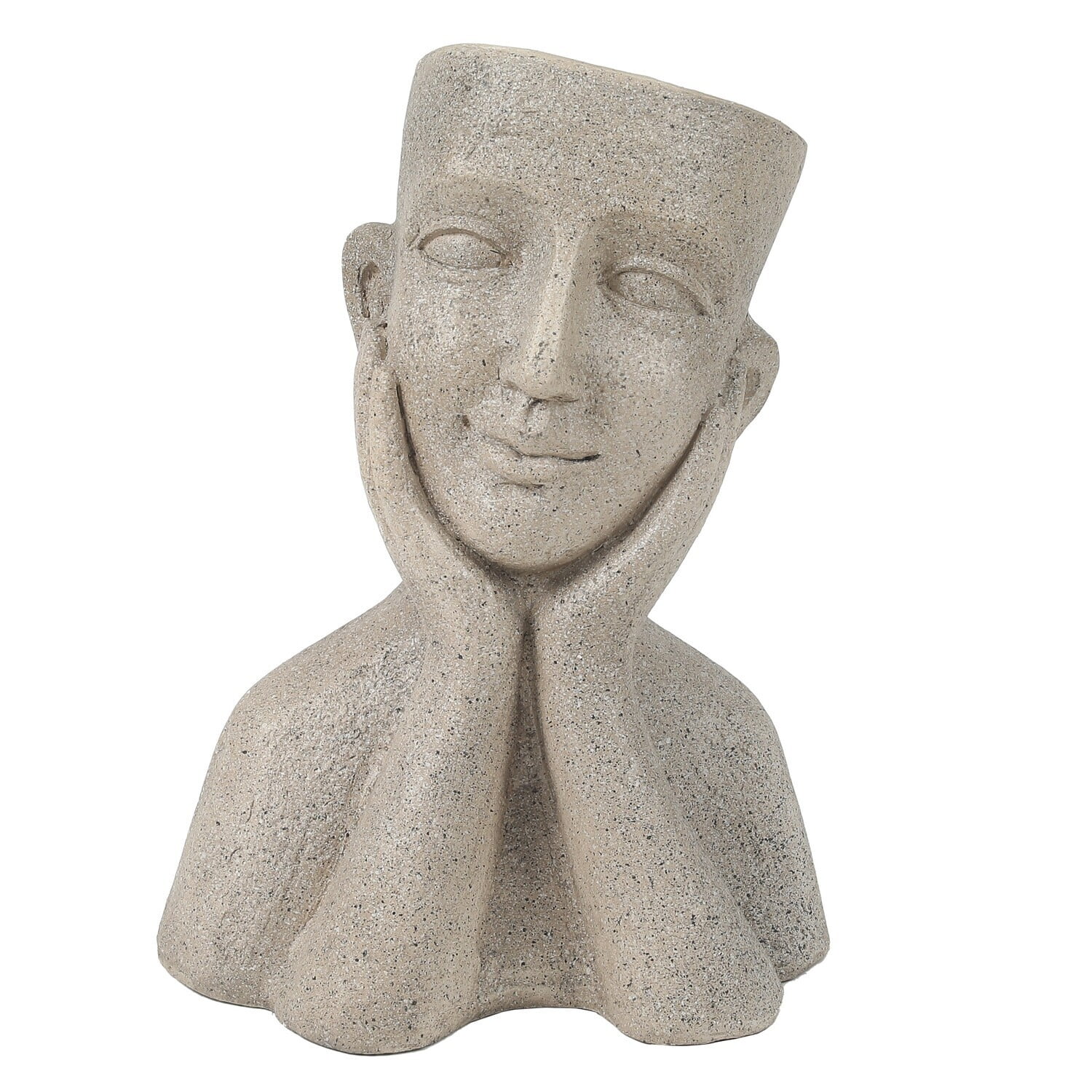 Beige Bust Planter - Happy Face Statue Planter for Indoor Outdoor ...
