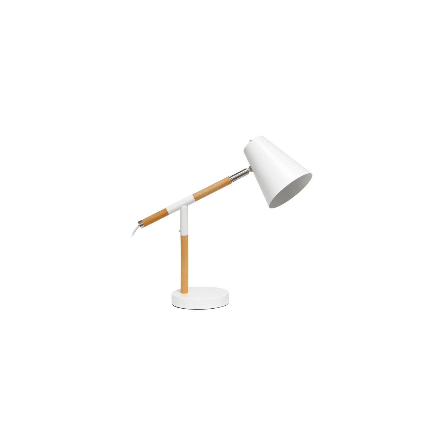 Pivot Desk Lamp - Matte & Wood Adjustable Shade - Modern Office, Dorm ...