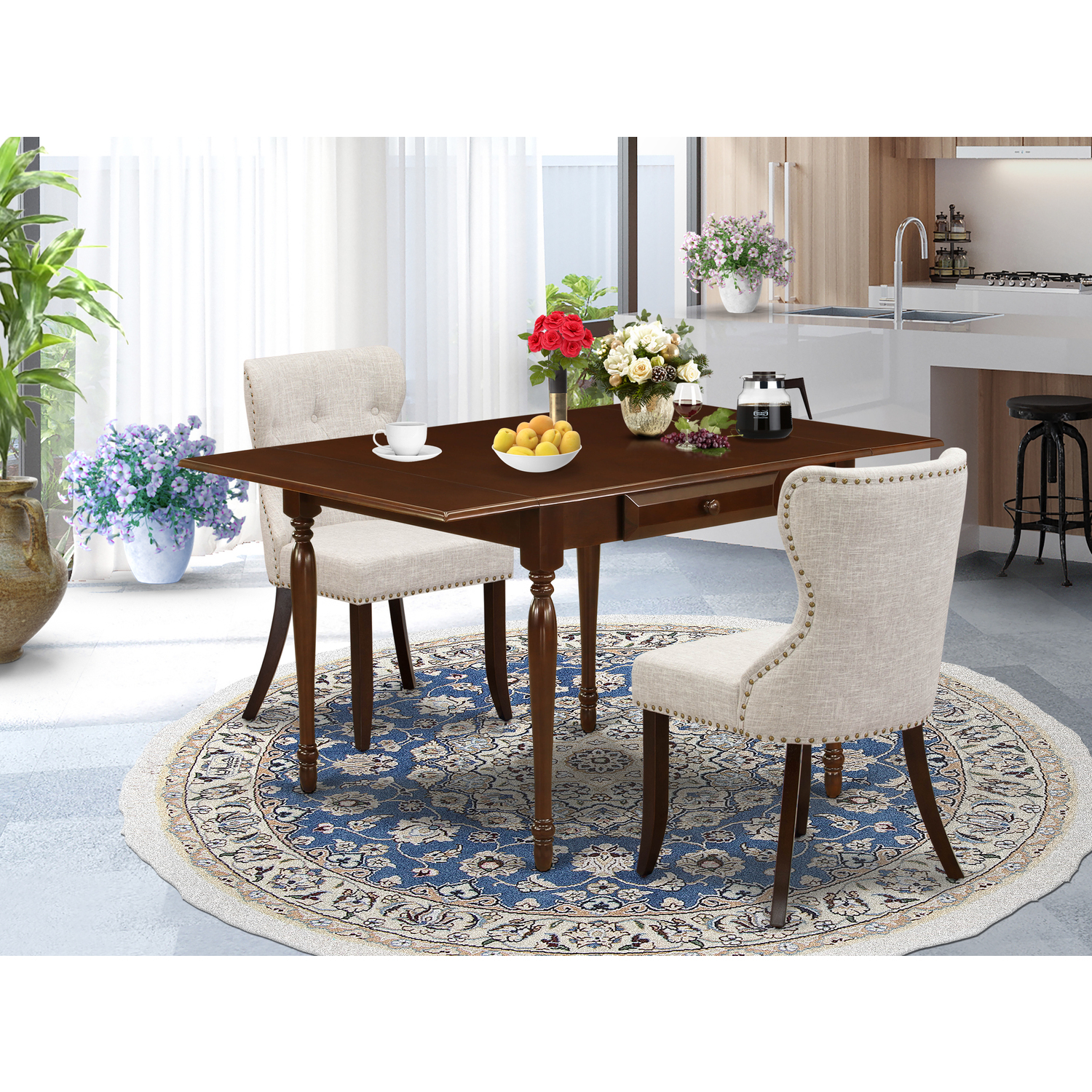 Homestock Renaissance Romance - 3 Piece Kitchen Dining Set Of Two ...
