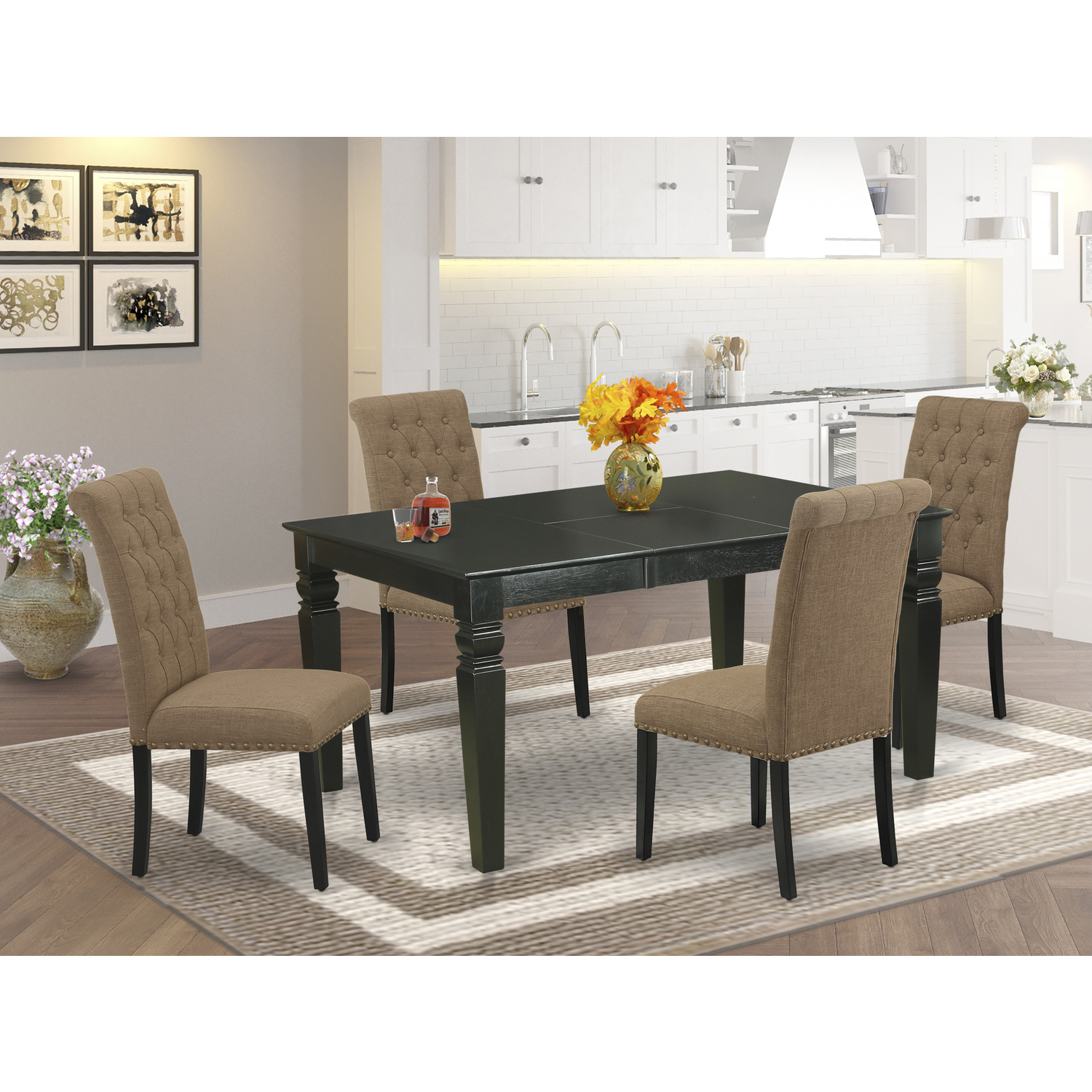 HomeStock Eclectic Elegance 5Pc Dining Set Includes A Rectangle Dinette ...