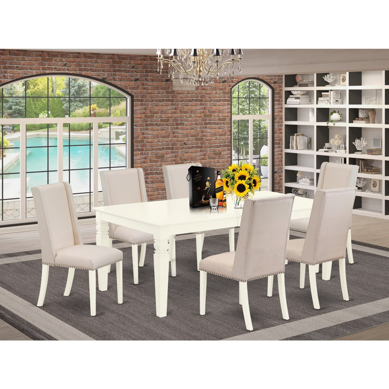HomeStock Eclectic Elegance 7-Piece Dining Room Table Set- 6 Parson ...