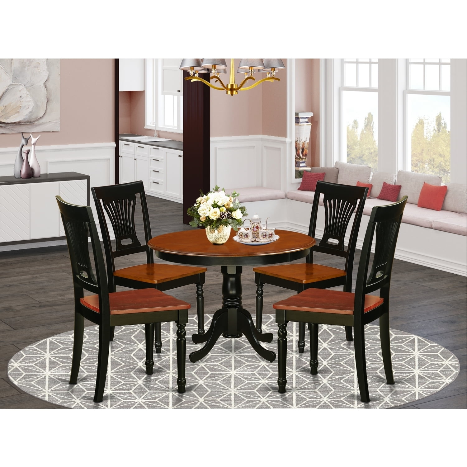 Round Kitchen Table Set for 4 - 42 Inch Dining Table with 4 Chairs ...