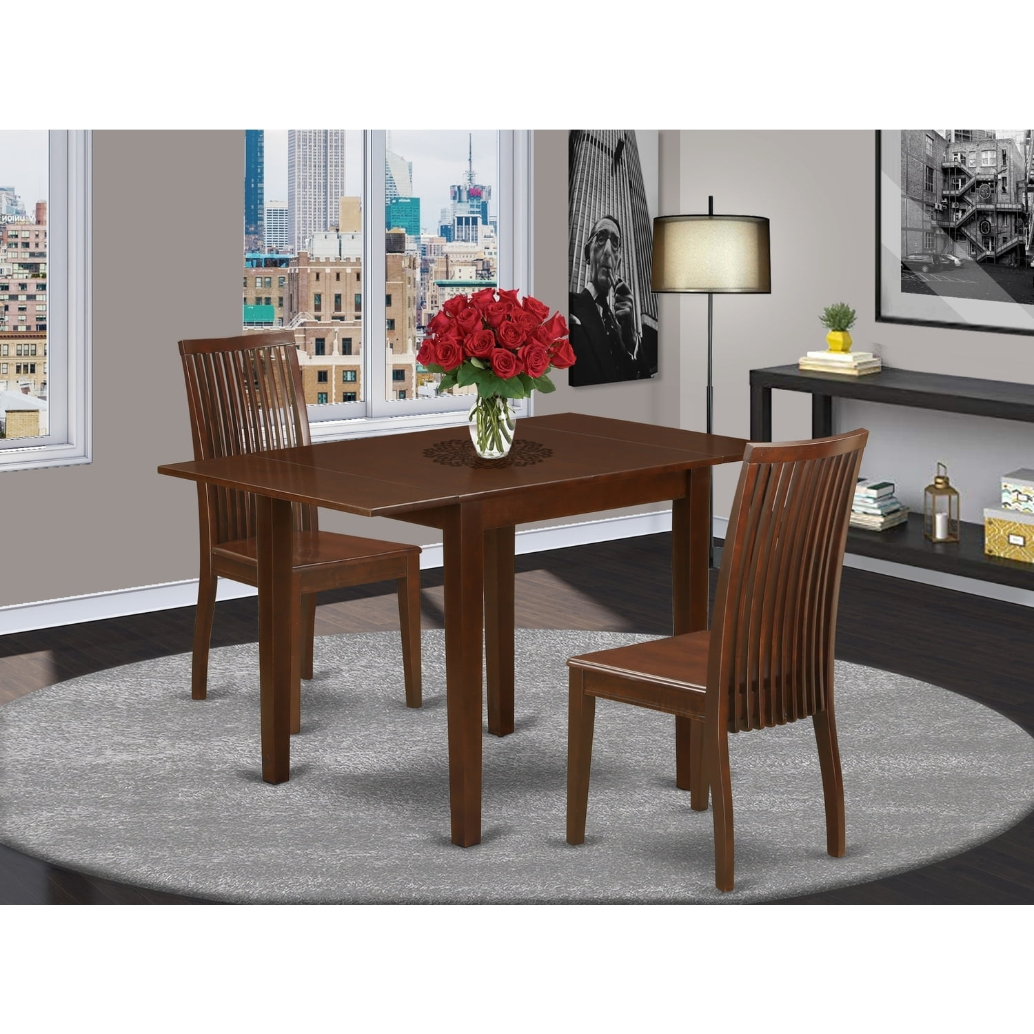 3Pc Dinette Set - Small Dining Table & 2 Chairs - Kitchen Table Set ...