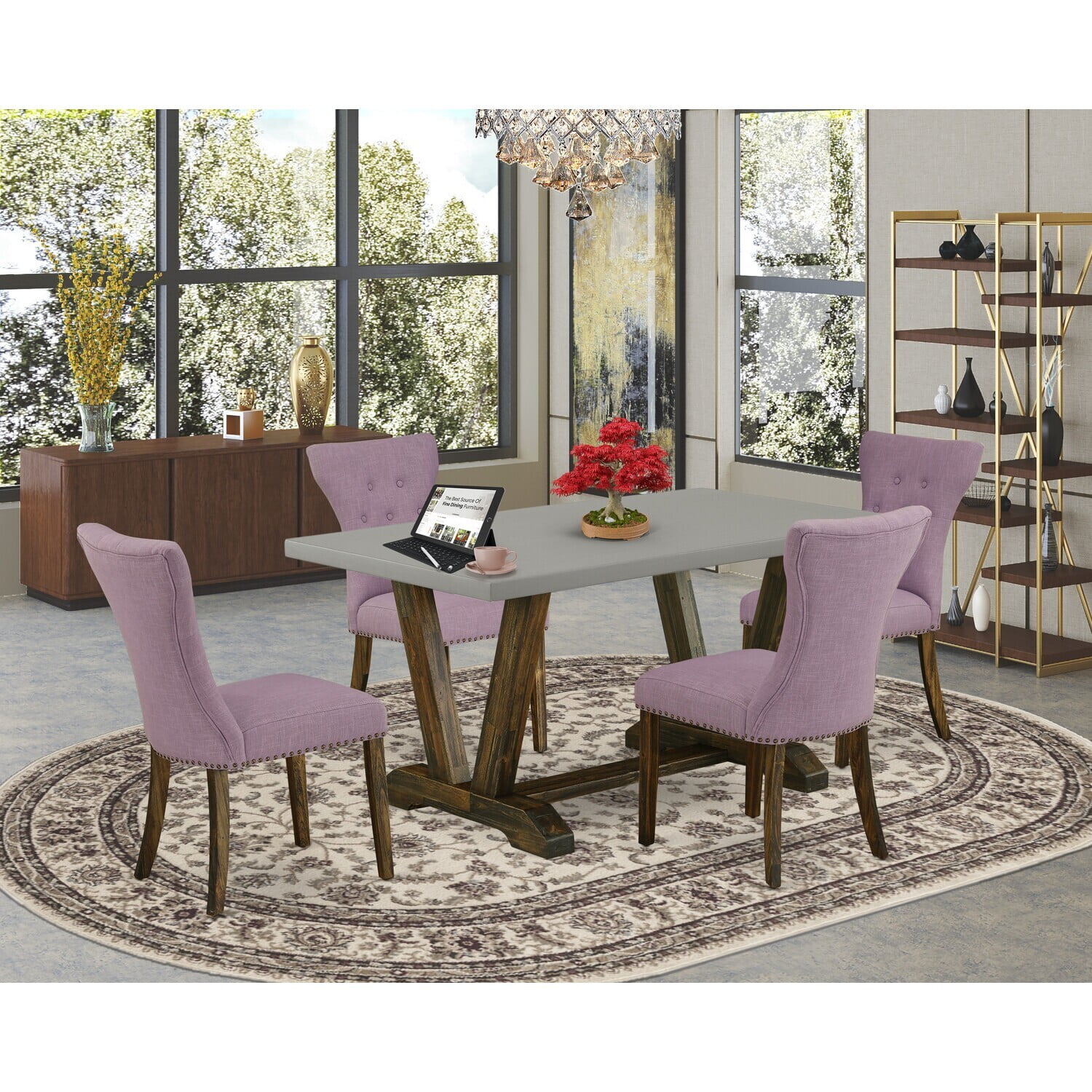 5 Piece Dining Set - Modern Dining Table with 4 Parson Chairs - Kitchen ...