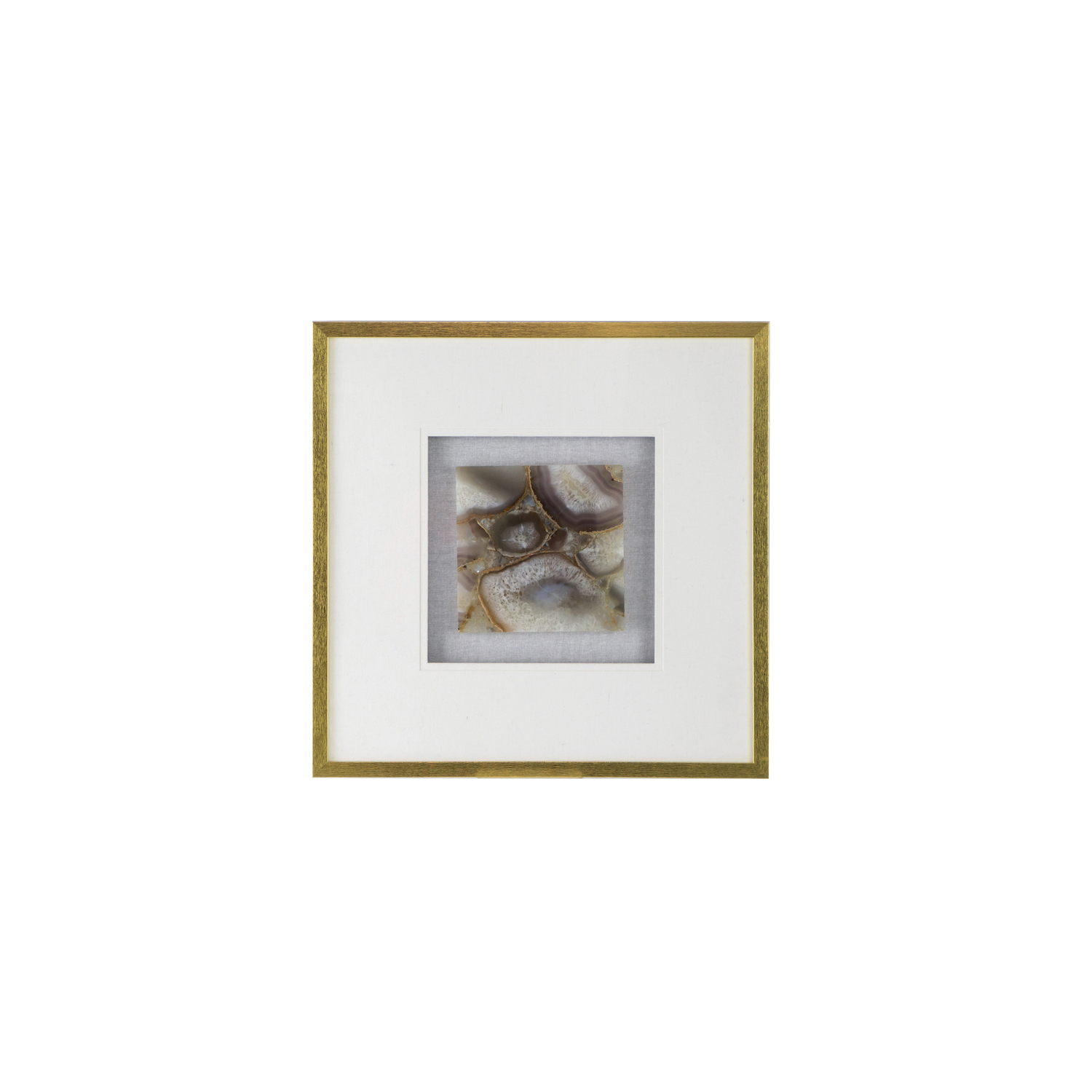 Agate Shadow Box Wall Decor - Brown Grey Gold Frame - Minimalist Art ...