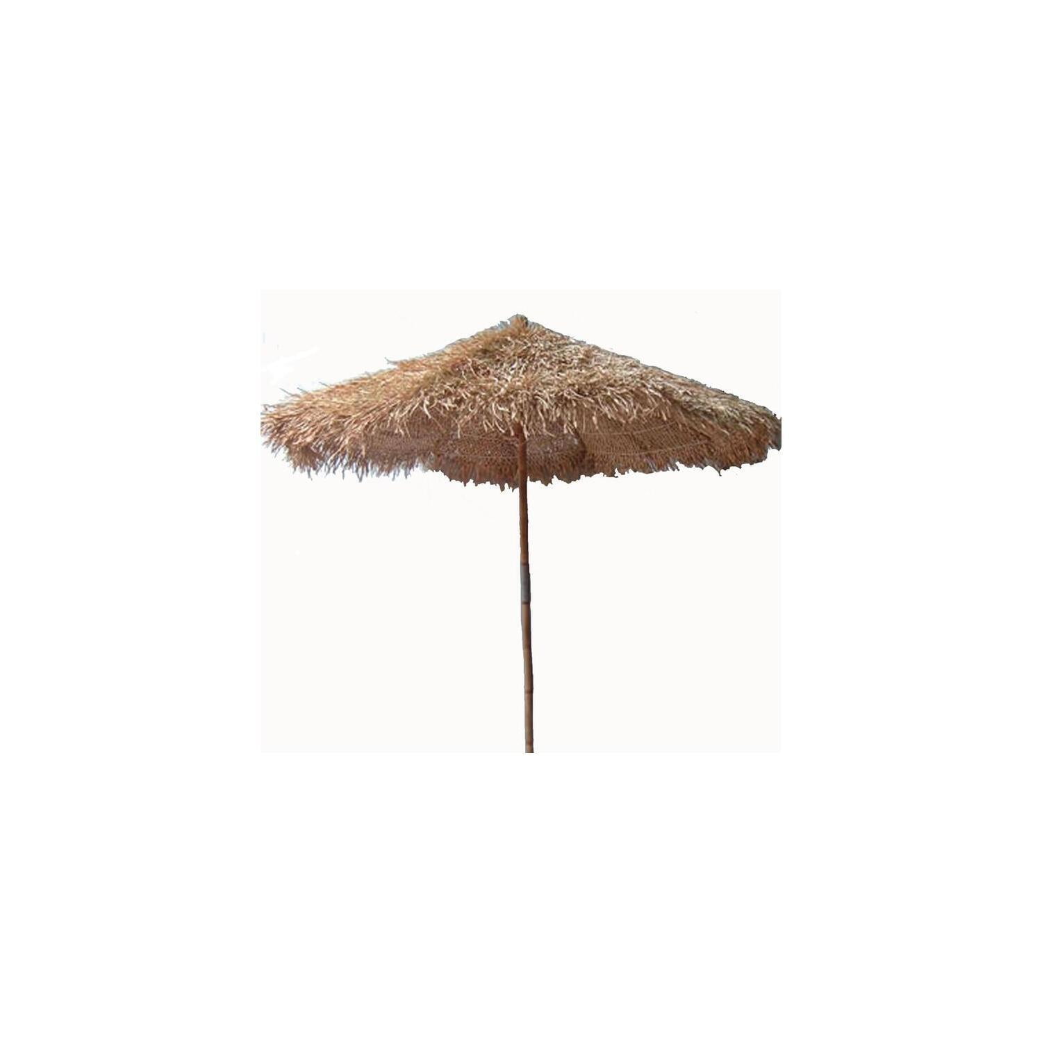 Grass Thatched Umbrella - Round Frame Sea Grass Canopy Shade - Beach ...