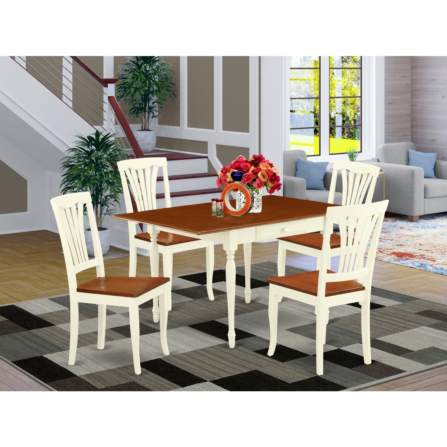 HomeStock Elegant Escape 5Pc Dining Set Includes A Wood Dining Table ...