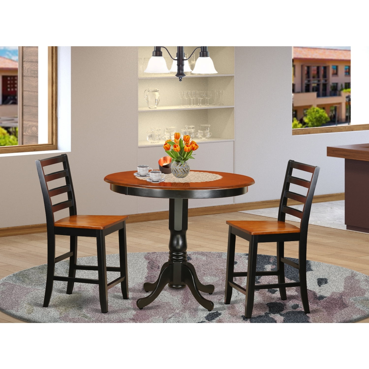 Elegant Round Dining Set - High Table & Chairs - Modern Kitchen Dinette ...