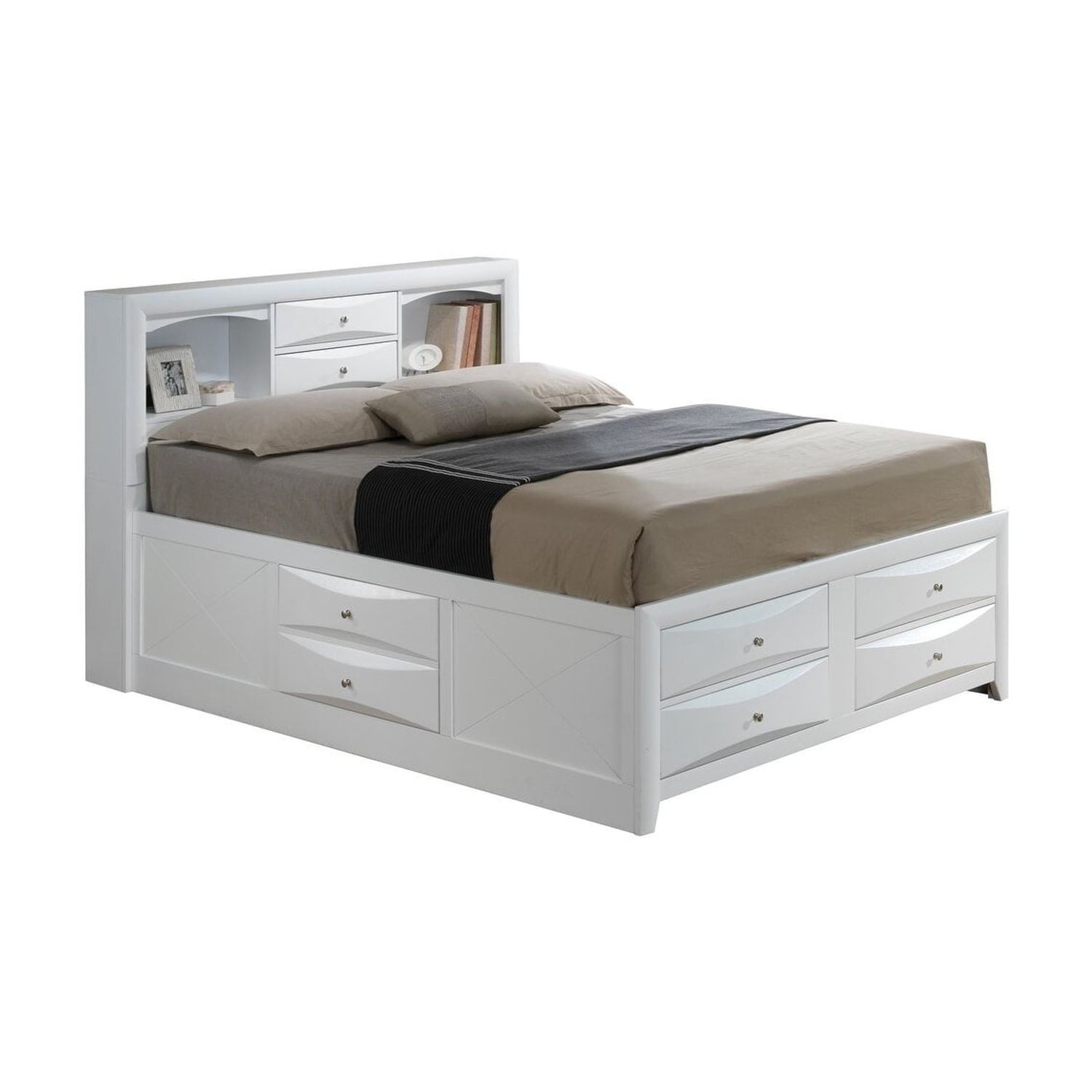 HomeStock Elegant Escape Storage Bed in White with Dovetailed Drawers ...