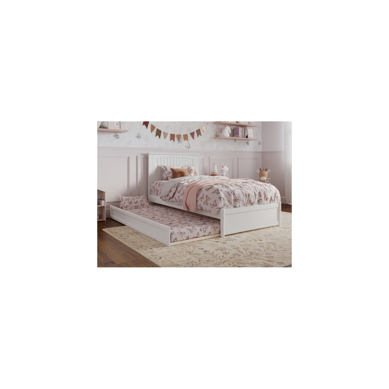 HomeStock Elegant Escape Twin Platform Bed with Panel Footboard and ...