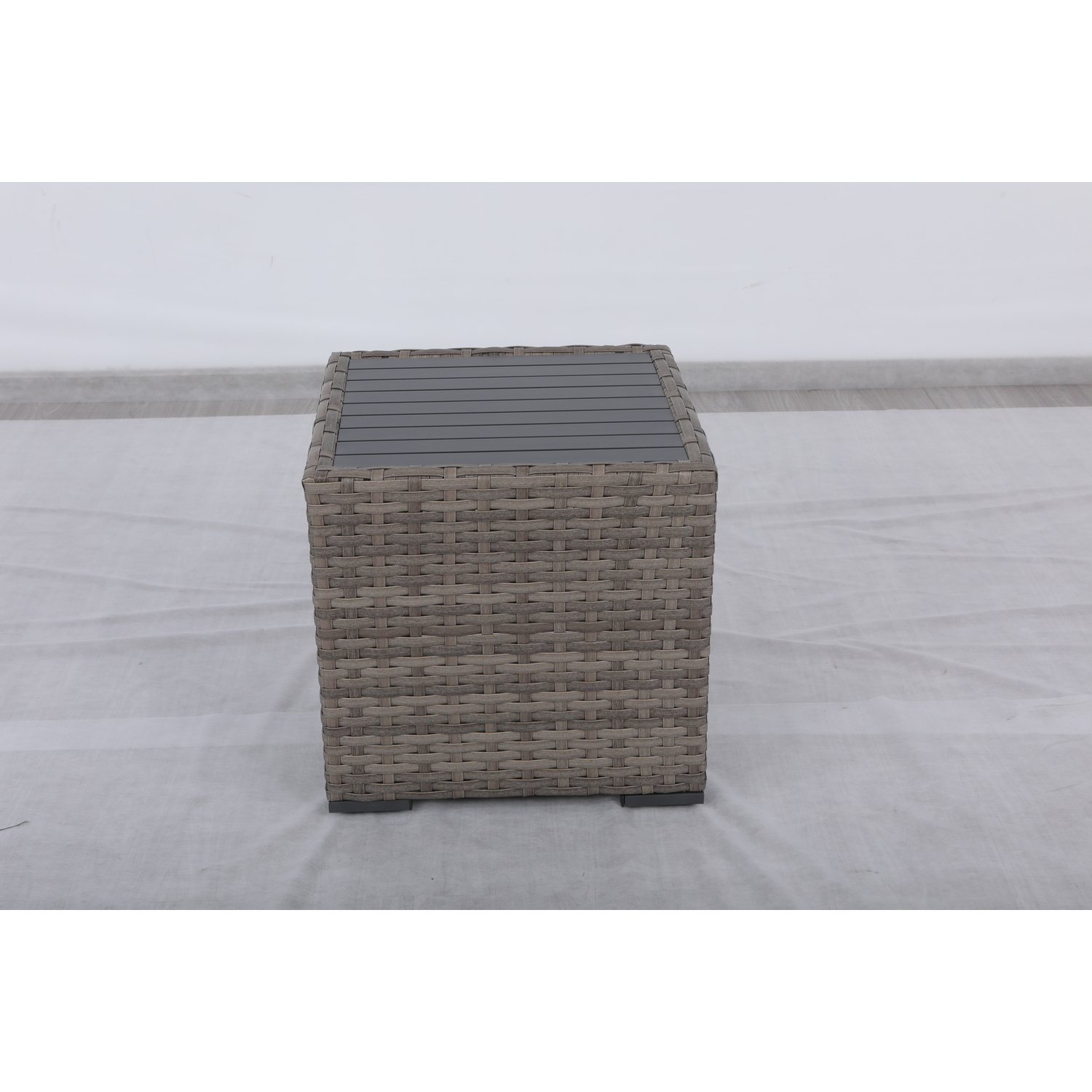 HomeStock Elegant Escape Two-Tone Silver/Gray Wicker Rattan End Table ...
