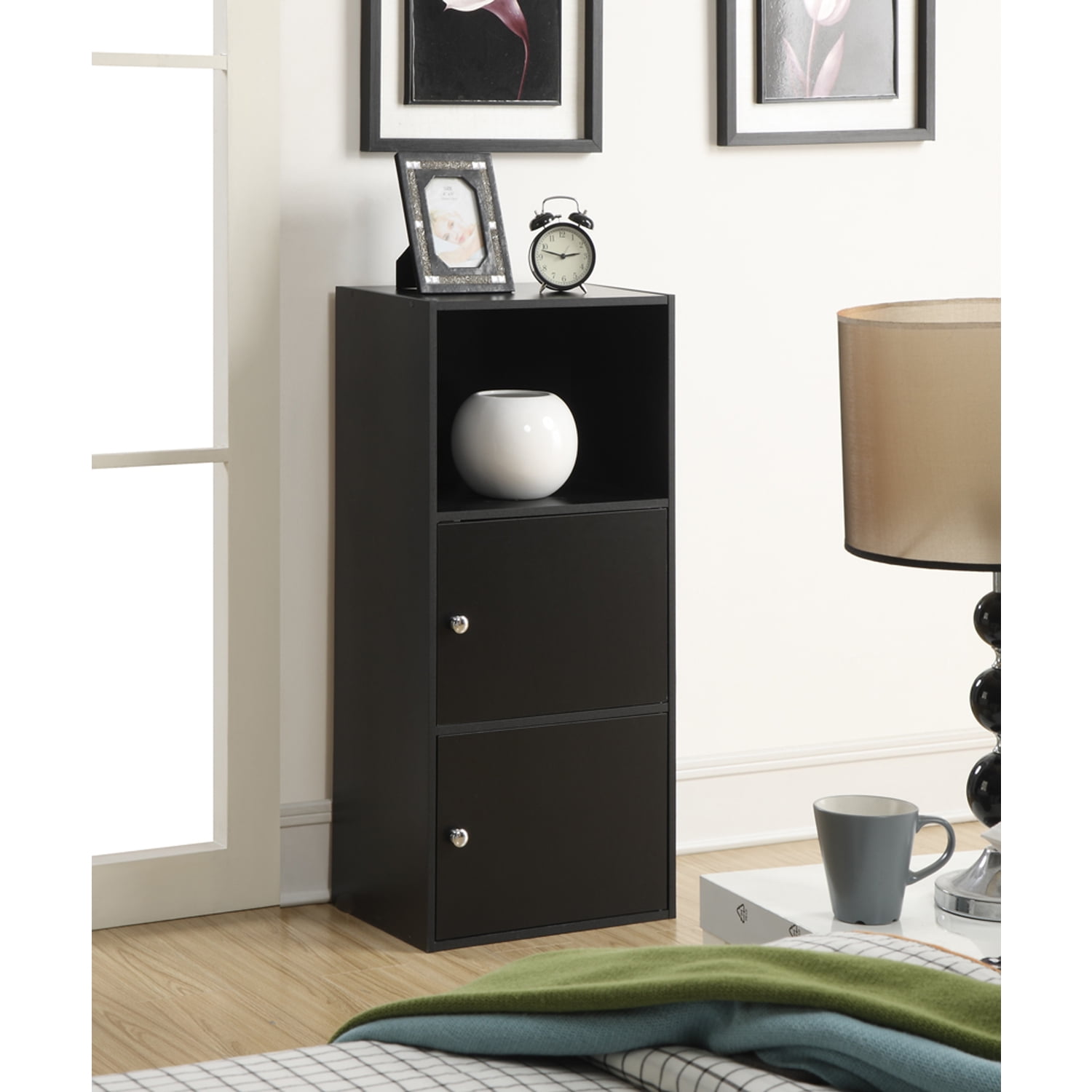2 Door Storage Cabinet - Black Organizer for Office, Study, Dorm ...