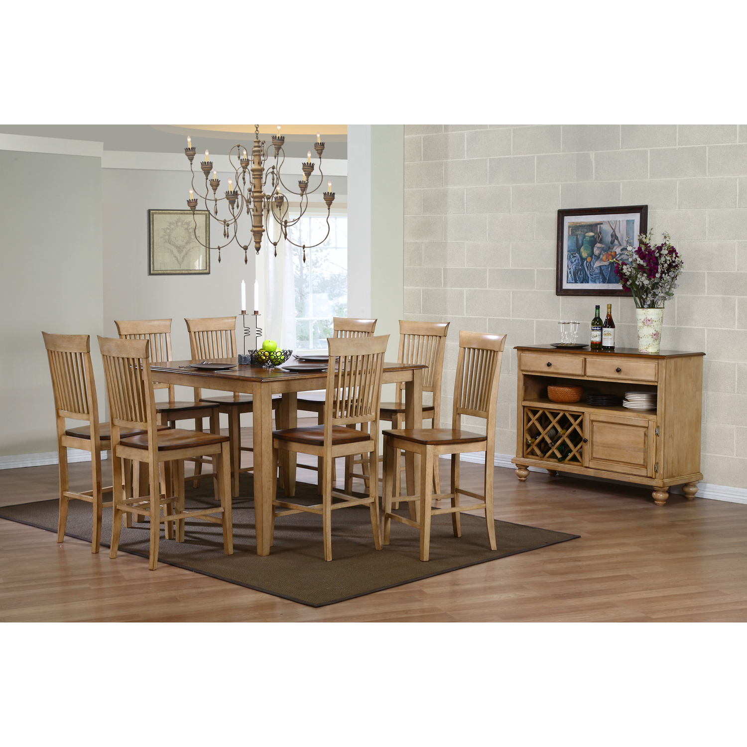 HomeStock Fancy Slat Barstool , Two Tone Light Brown Wood , Counter ...