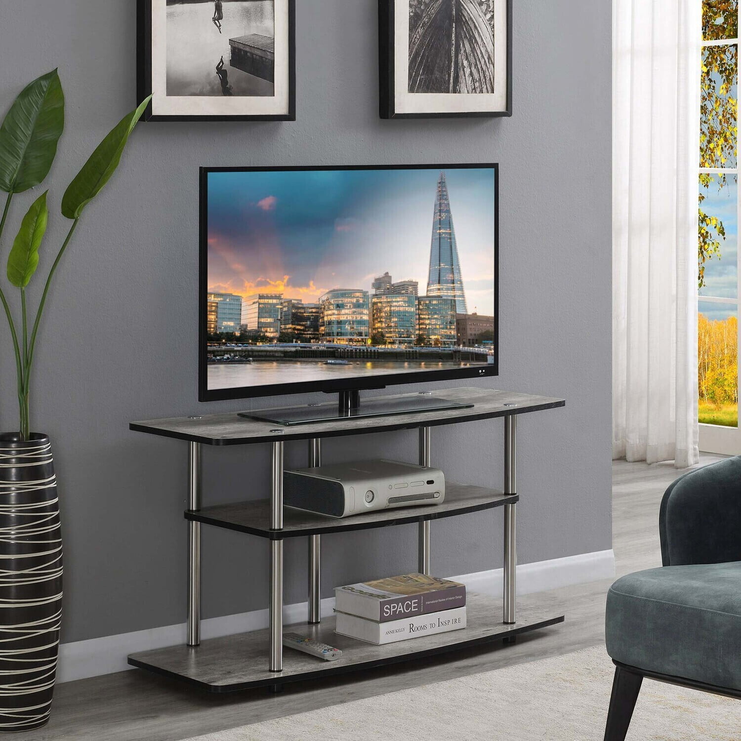 3 Tier TV Stand Wide Farmhouse Style Entertainment Center for Living ...
