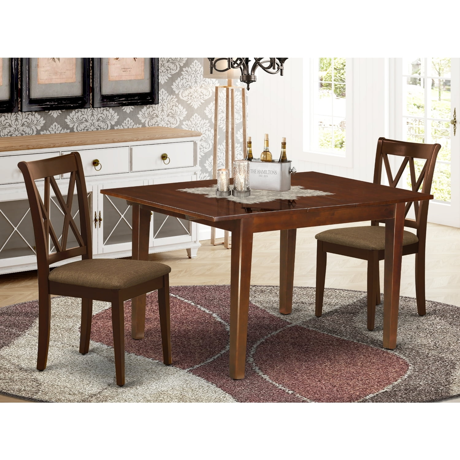 HomeStock Farmhouse Fresh 3Pc Dinette Set Includes A Rectangular ...