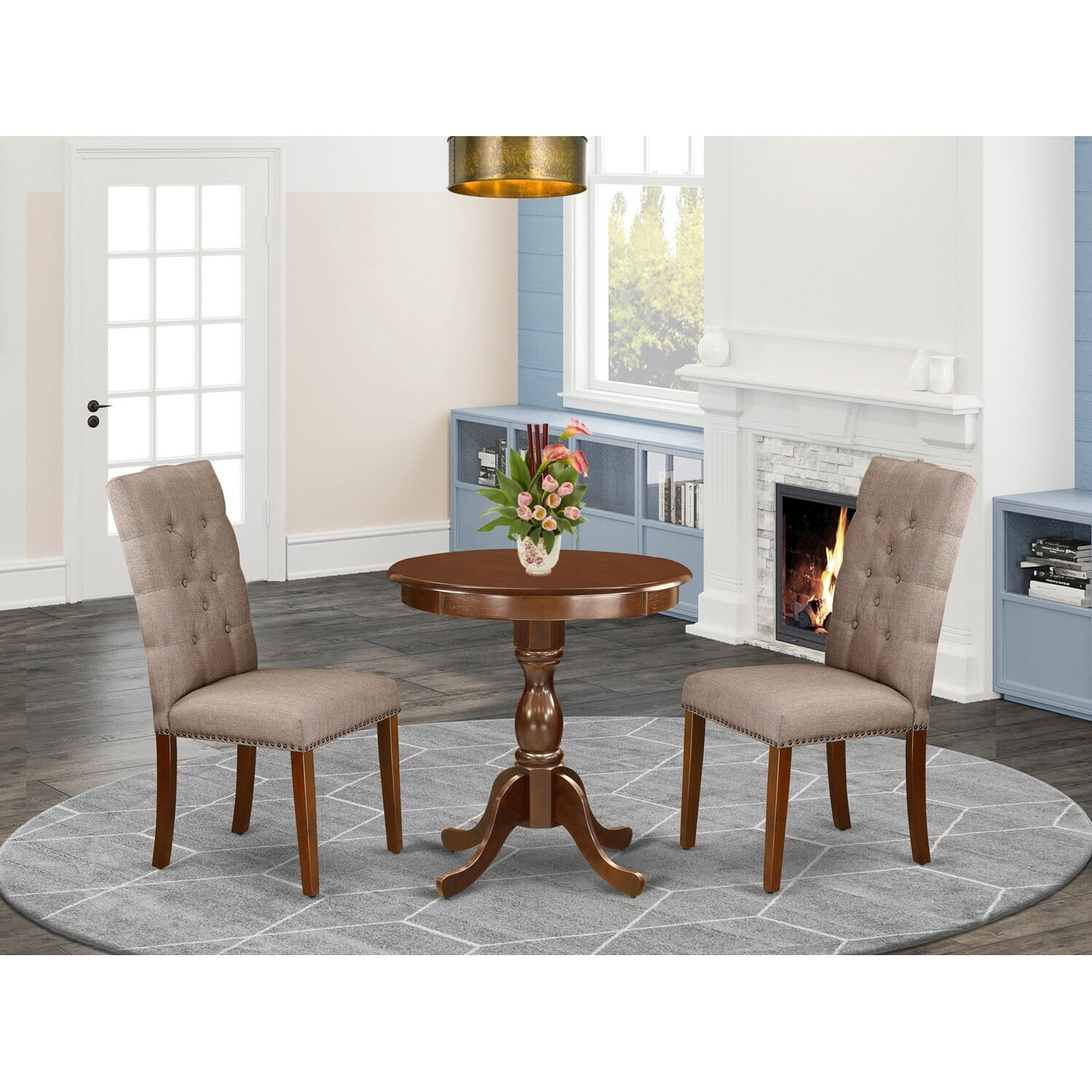 HomeStock Farmhouse Fresh 3Pc Modern Dining Table Set 2 Dining Padded ...