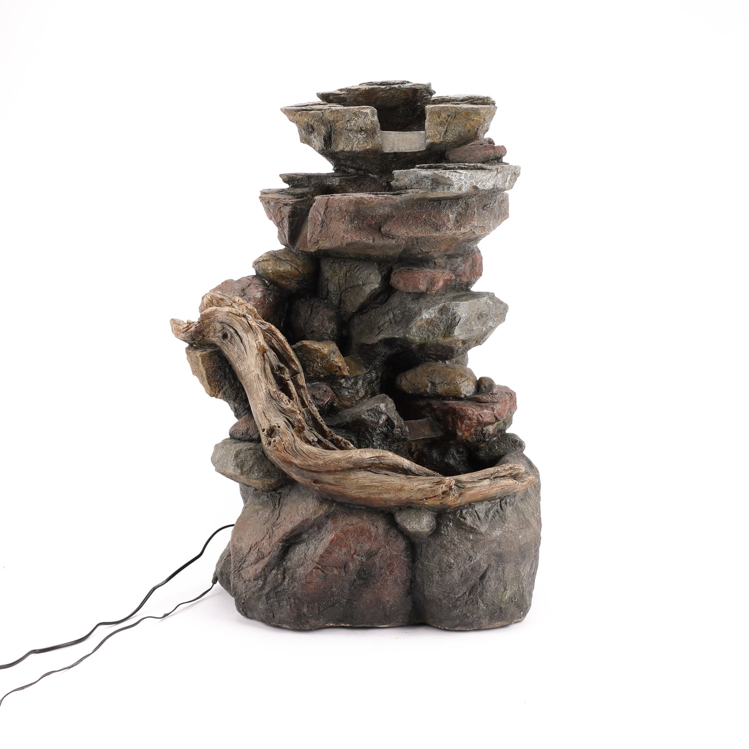 HomeStock Farmhouse Fresh Resin Stacked Rock Waterfall Outdoor Fountain ...