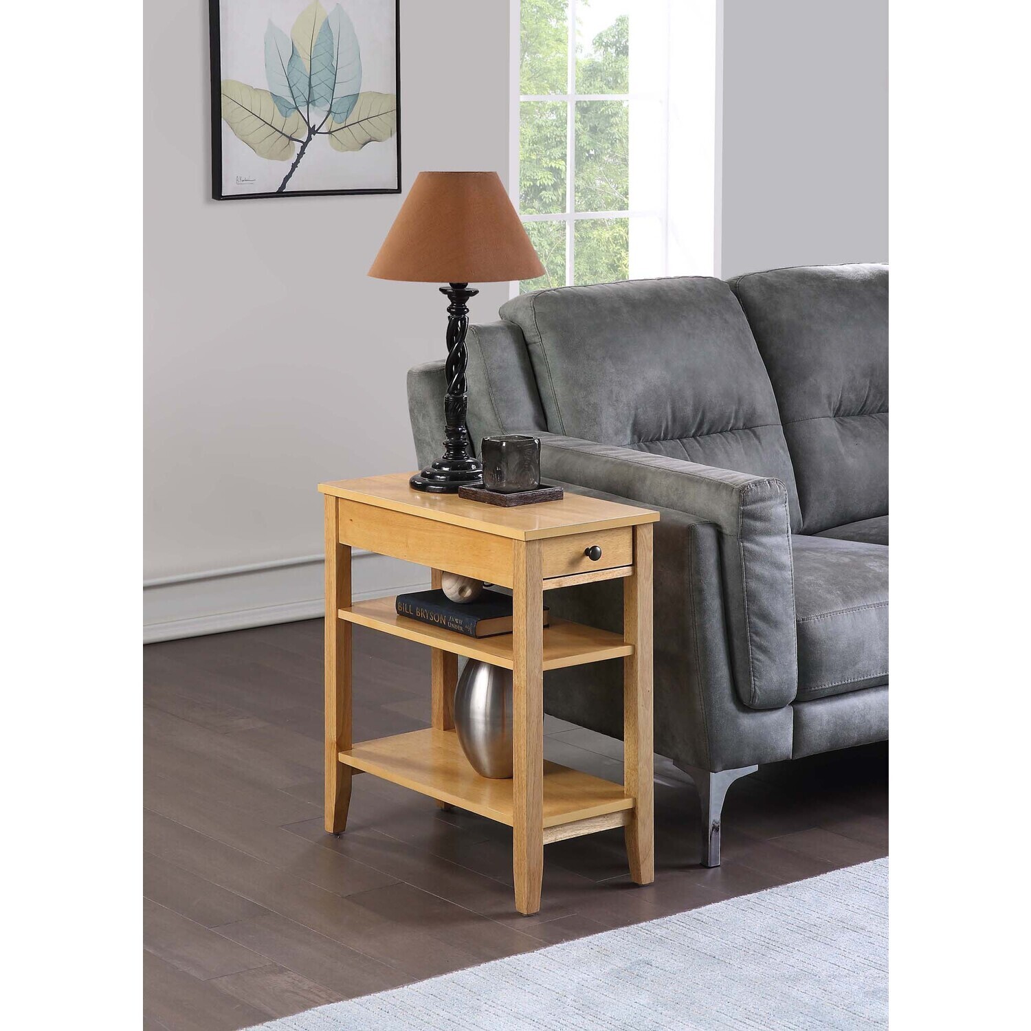 HomeStock Farmhouse Fresh Three Tier End Table With Drawer, 23.5"x11.25 ...