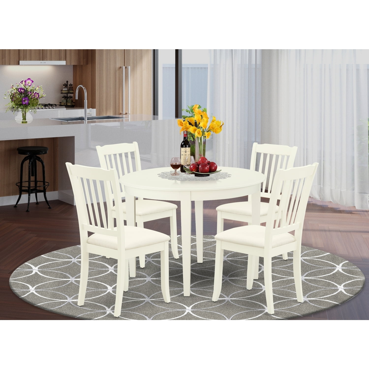 HomeStock French Country 5 Piece Dinette Set for 4 Includes a Round ...