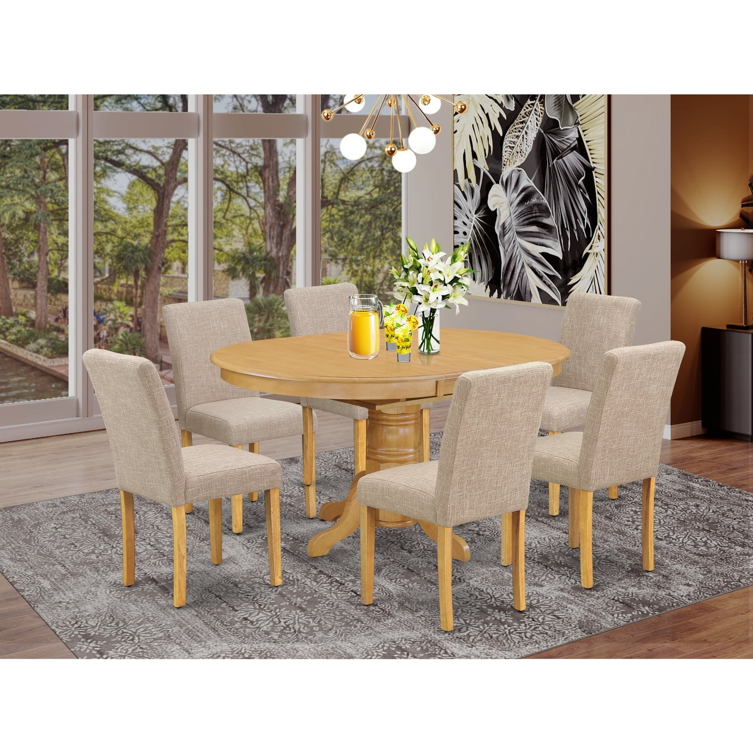 HomeStock French Country 7 Piece Dining Room Table Set Consist of an ...