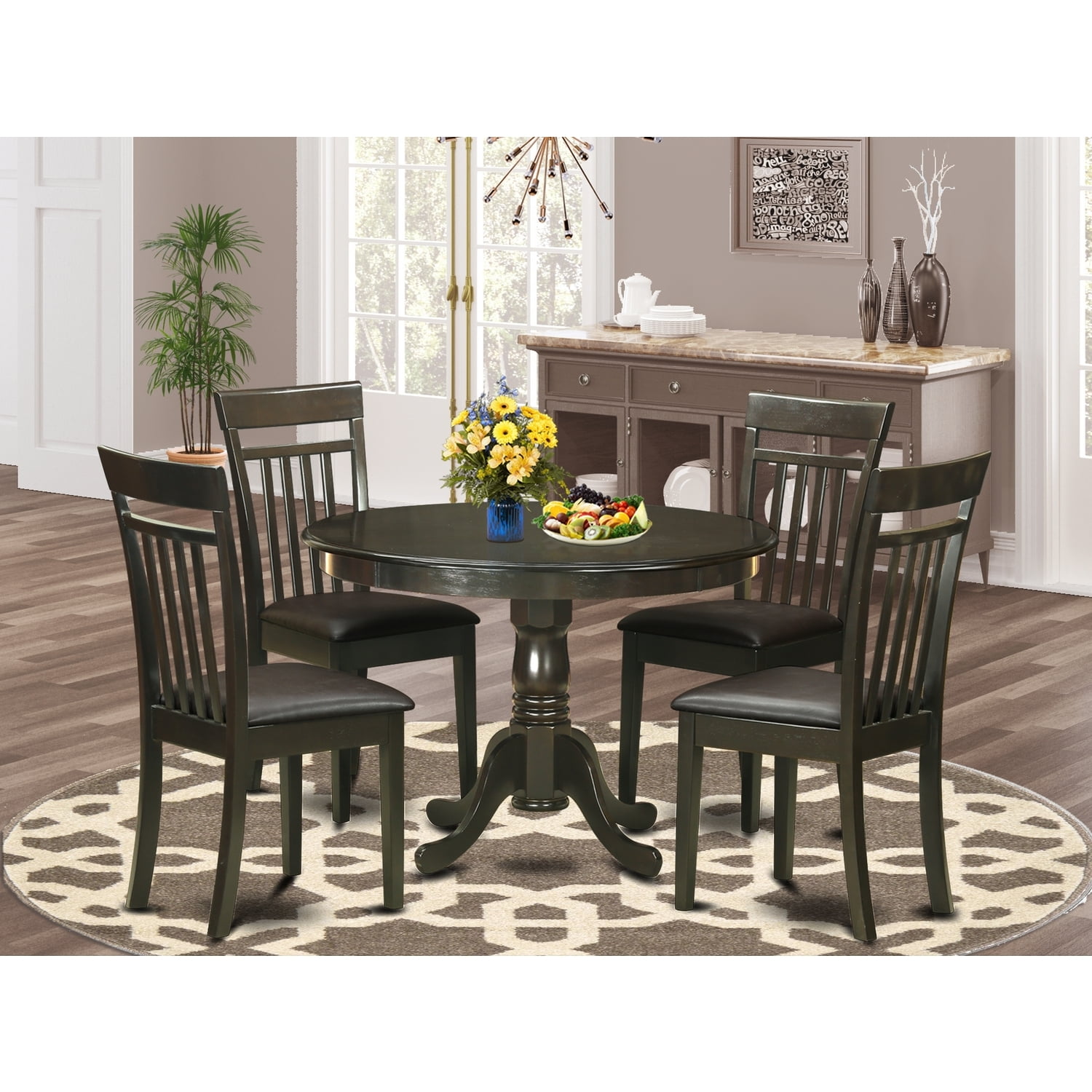 French Country Dining Set - 5 Piece Kitchen Table & Chair Set - Round ...