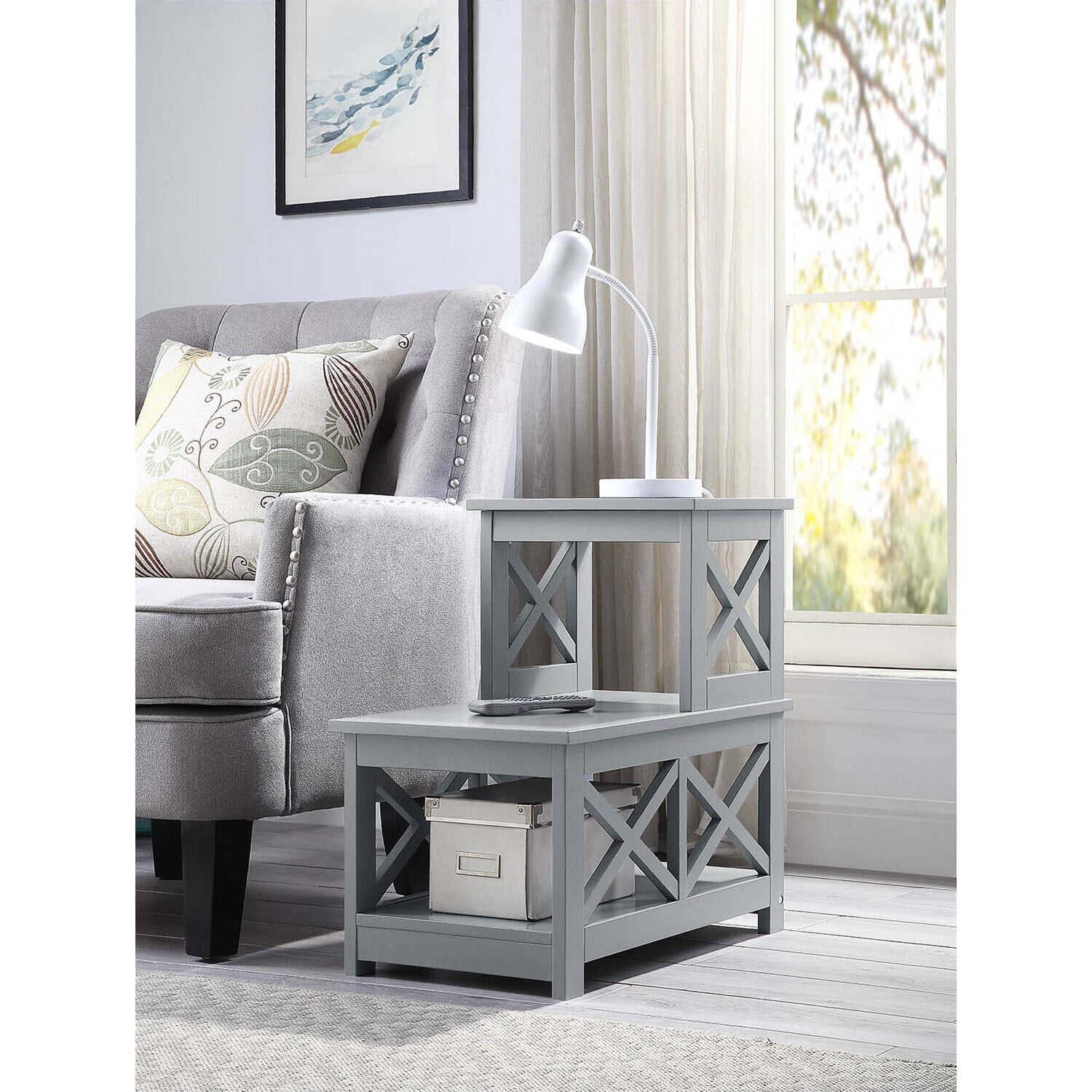 Chairside End Table - 2 Step L Design - Home Office Living Room Accent Table - 30" Height ...