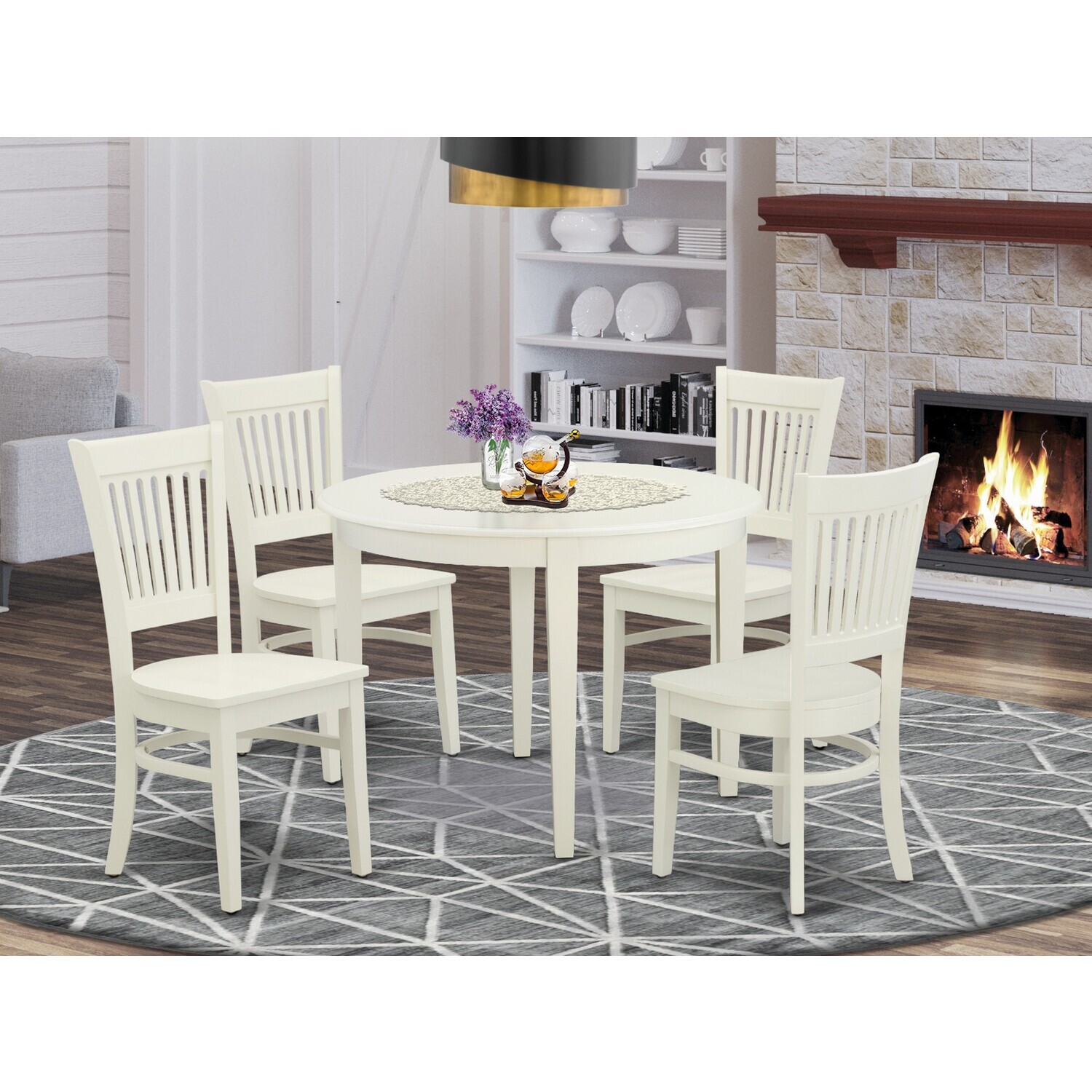 HomeStock French Fabulous 5-Piece Kitchen Table Set-4 Wood Dining Chair ...