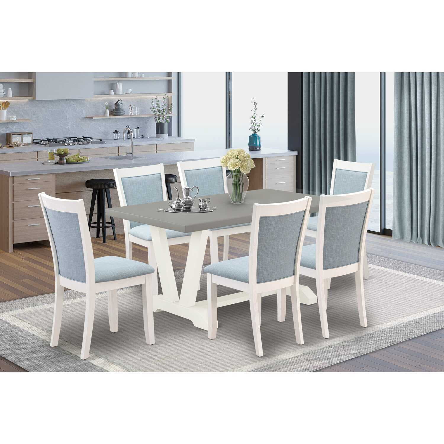 HomeStock French Fabulous 7Piece Dinette Set Includes A Modern Dining ...