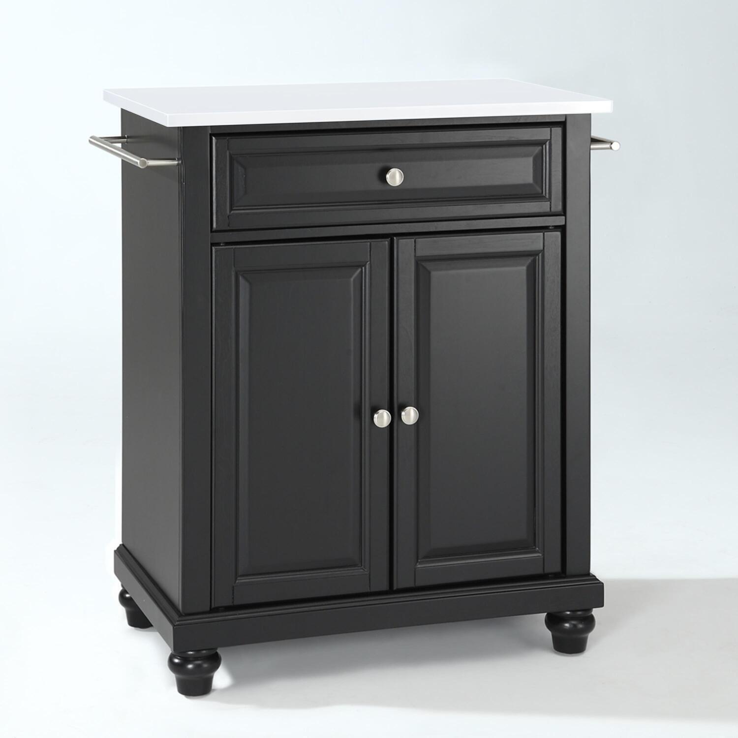 Kitchen Island Cart with Stone Top - Portable Kitchen Storage Island ...