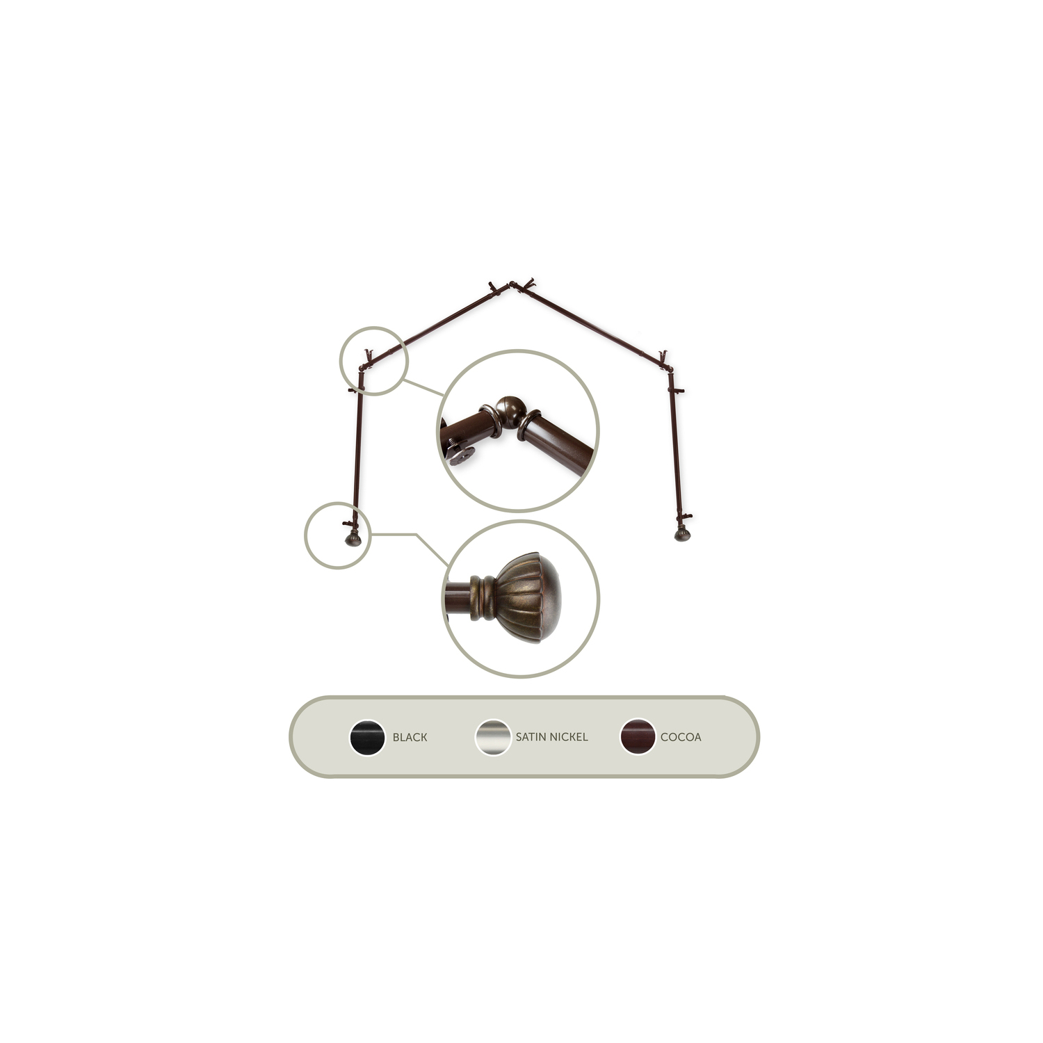 HomeStock French Flair Curtain Rods & Hardware, Featuring Adjustable ...