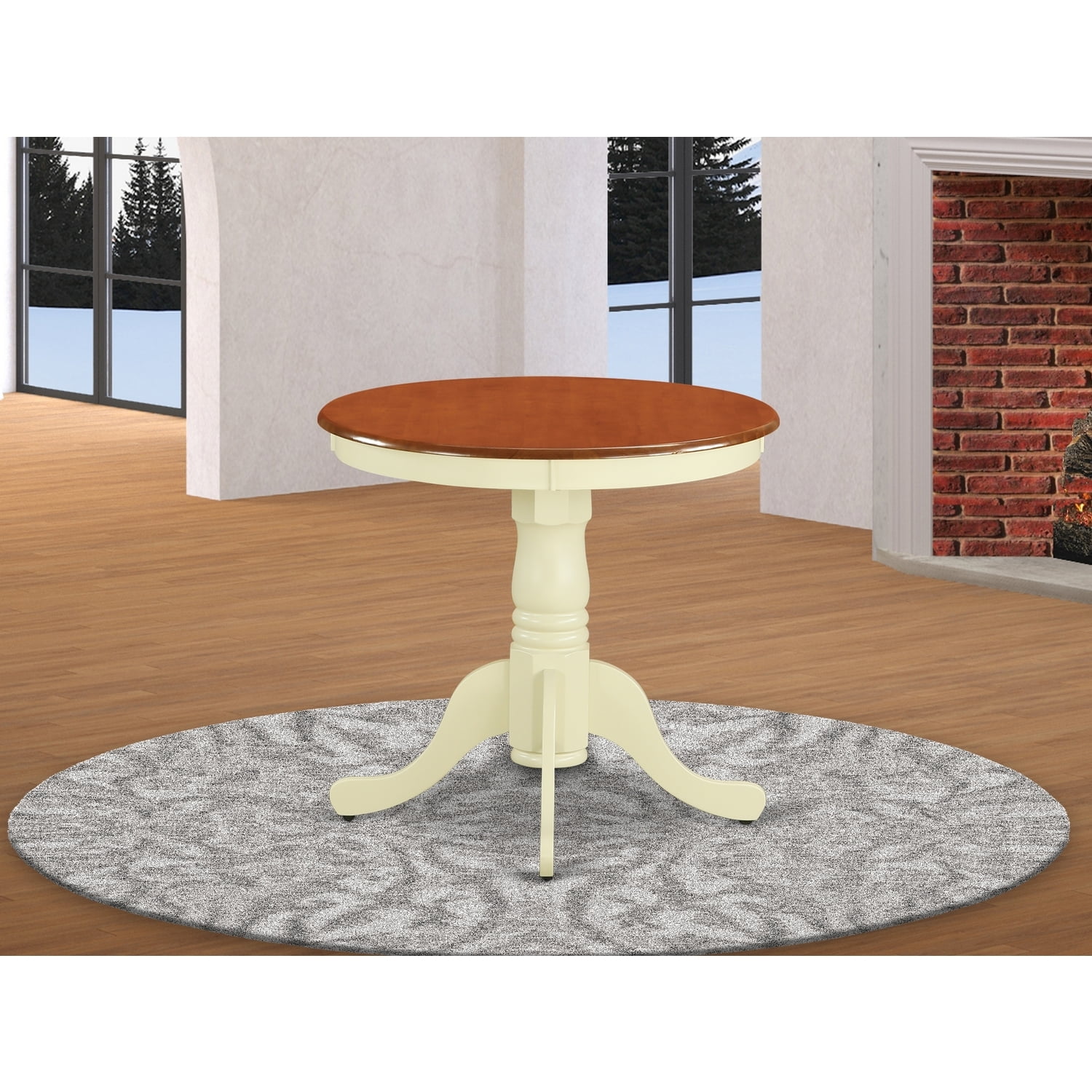 Round Dining Table - 30 Inch Kitchen Table - Rubber Wood Table ...