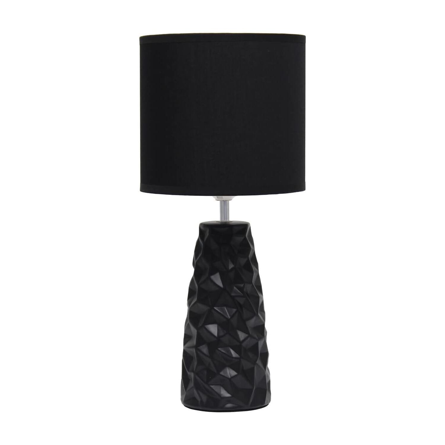 HomeStock Fresh Sculpted Ceramic Table Lamp Black, Faceted Ceramic Base ...