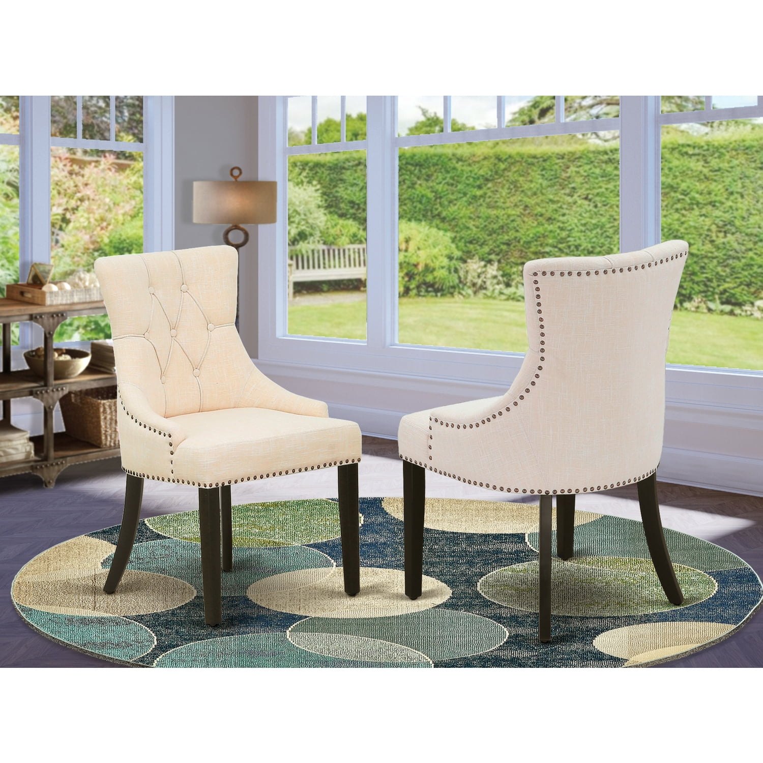 Parson Dining Chairs Set of 2 - Linen Fabric Upholstered Accent Chairs ...