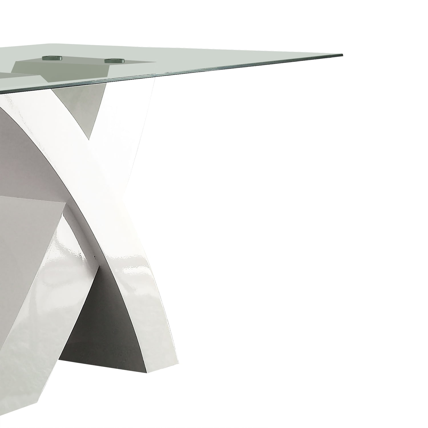 Modern Glass Dining Table - White Wood Base, 60" Dining Table for 4, Contemporary Design ...