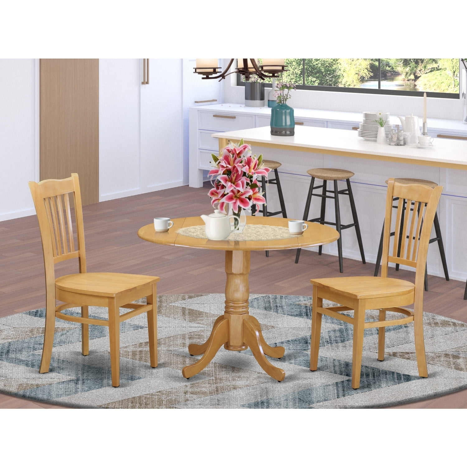 HomeStock Global Glam Dinette Dining Room Set 3 Piece with 2 Drop Down ...