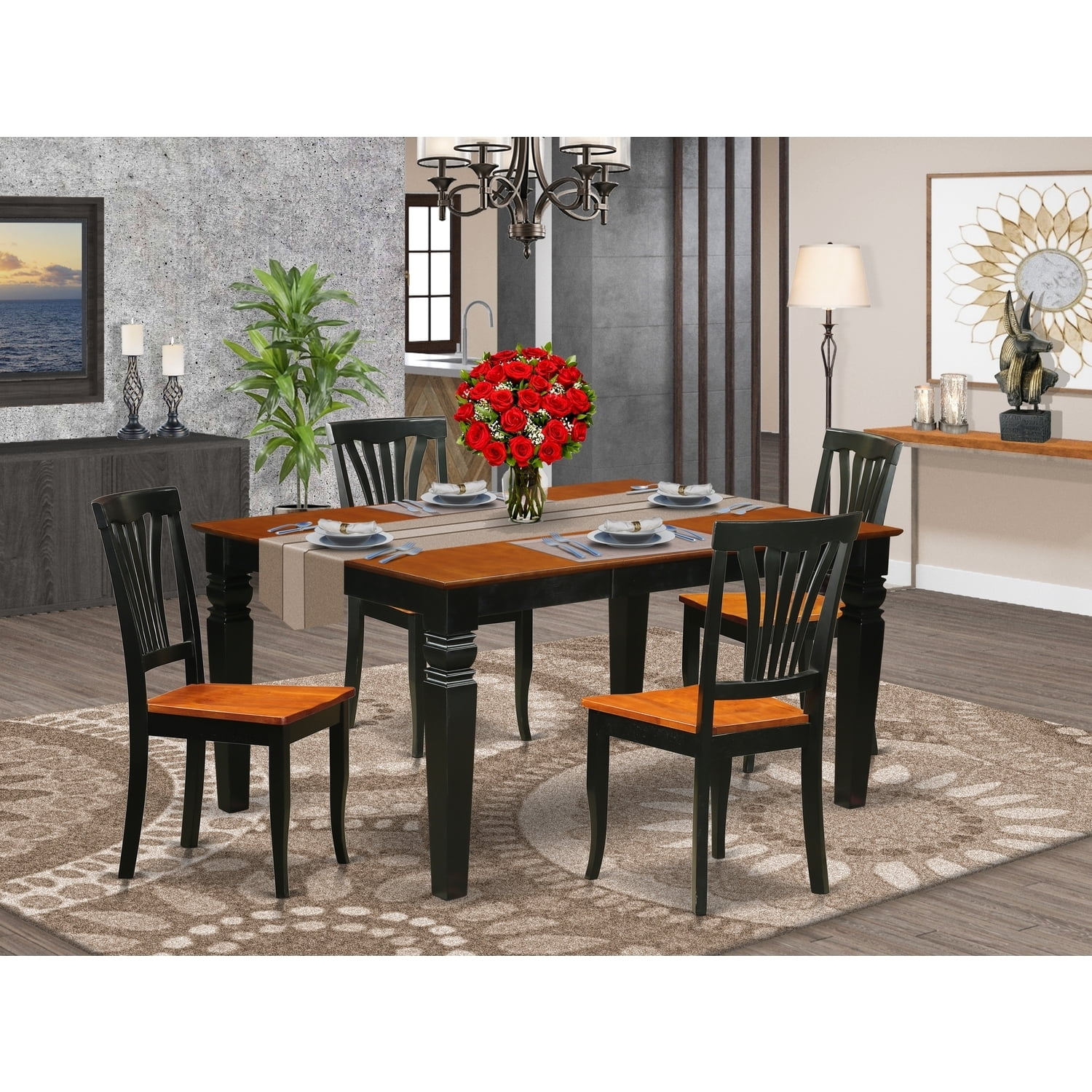 Glam Kitchen Table Set - Dining Room Table with Chairs - Buttermilk ...