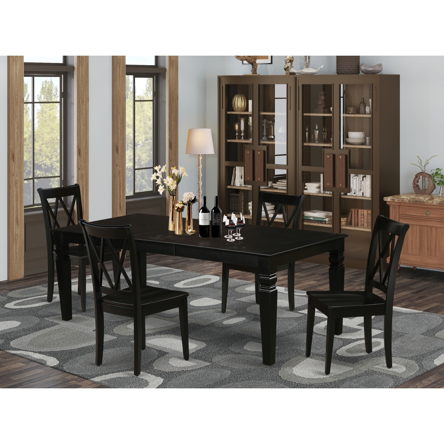 HomeStock Global Greatness 5Pc Rectangle 66/84 Inch Kitchen Table With ...