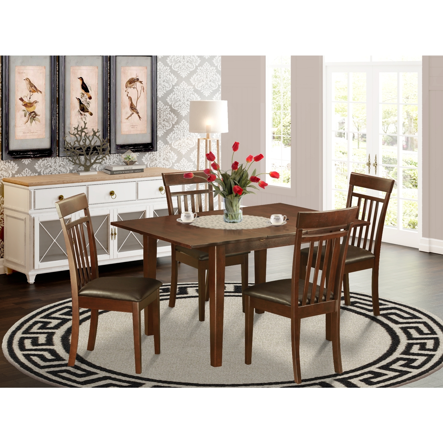 Small Space Dinette Set - 7 Piece Dining Table & Chairs - Solid Wood ...