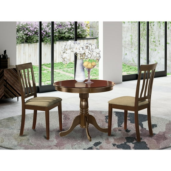 Round Dining Table Set - Table & 2 Chairs, 36 Inch, Antique Finish ...