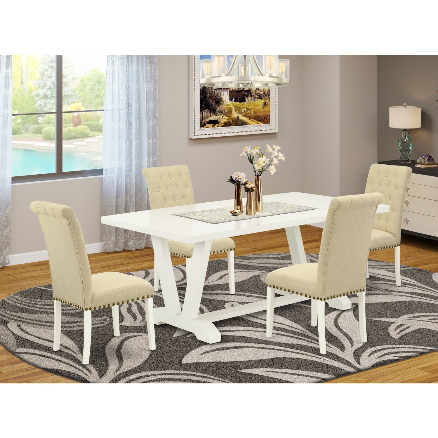 Gothic Glamour 5-Piece Dinette Set - Kitchen Table with 4 Parson Chairs ...