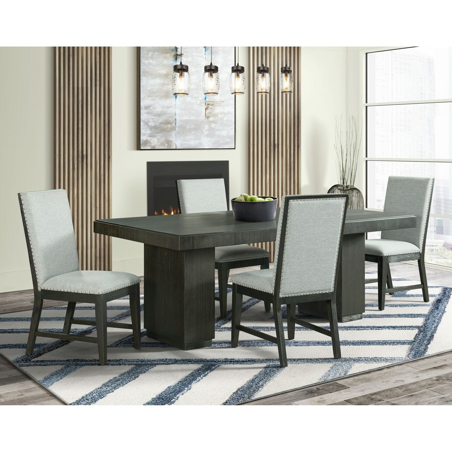HomeStock Gothic Glamour 5 Piece Standard Height Dining Set-Table and ...