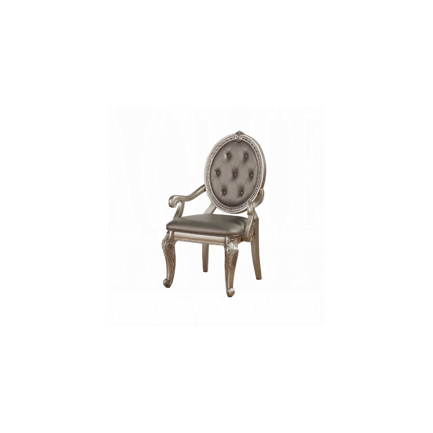 HomeStock Gothic Glamour Arm Chair (Set-2), PU & Antique Chagne ...