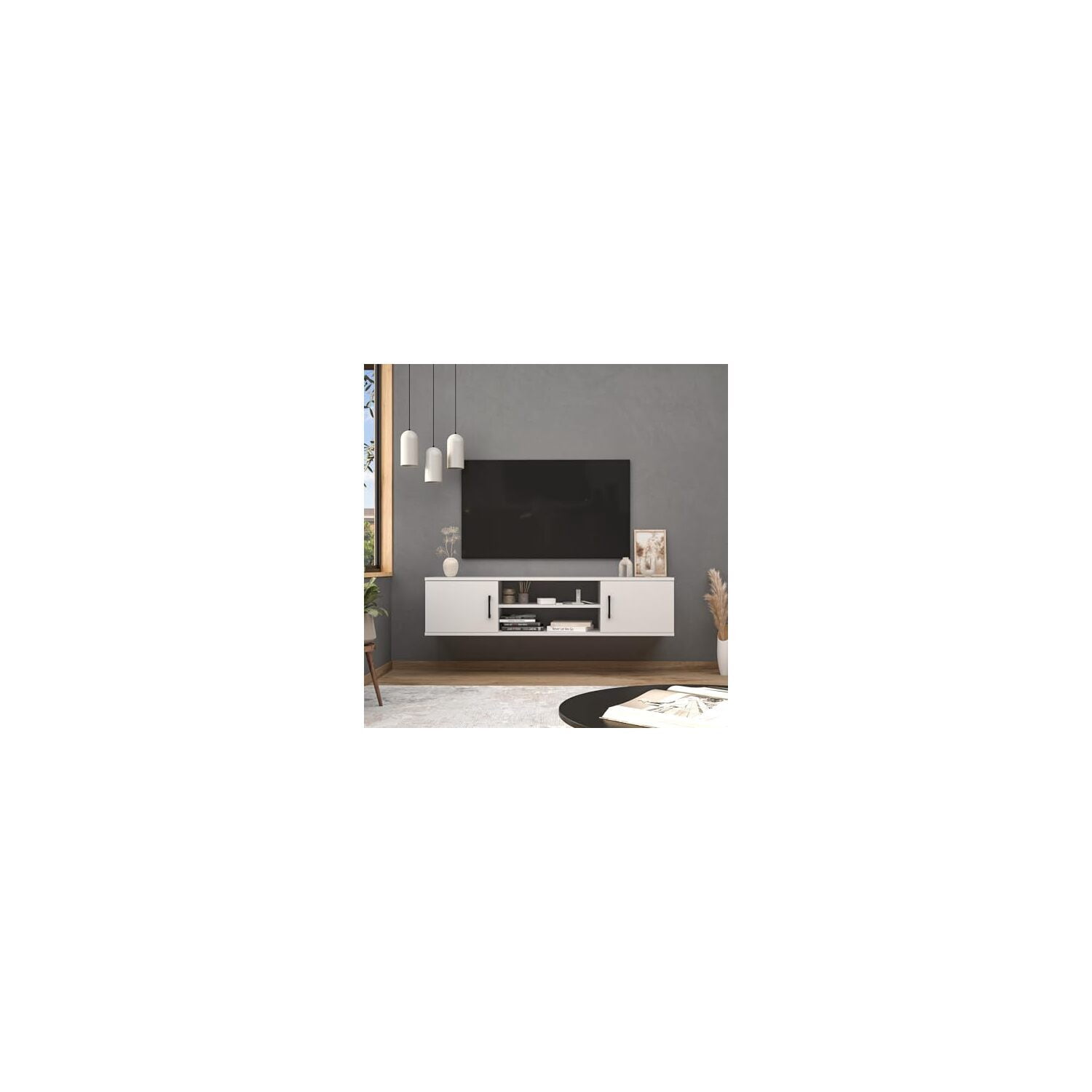 HomeStock Gothic Glamour Floating TV Stand, Floating Entertainment ...