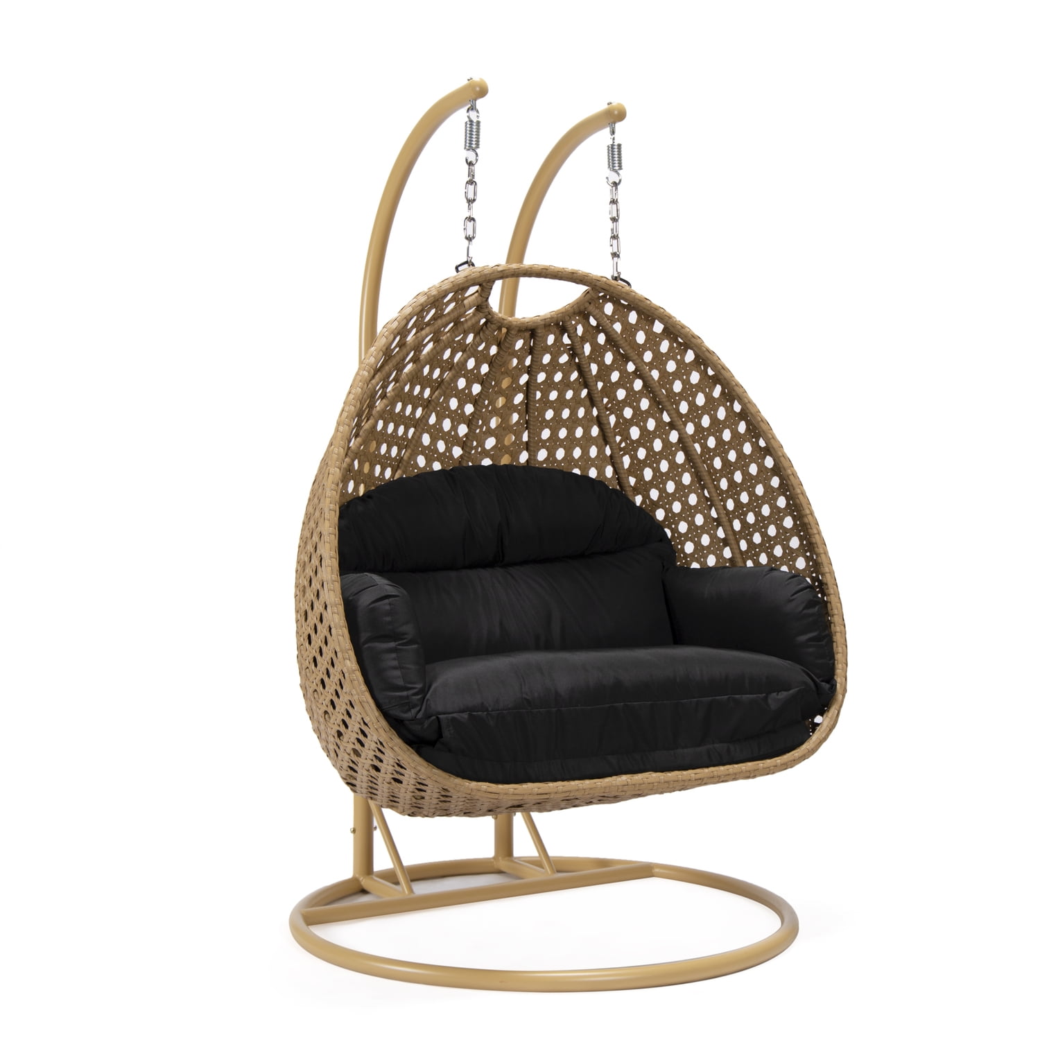 HomeStock Gothic Glamour Light Brown Wicker Hanging 2 person Egg Swing ...