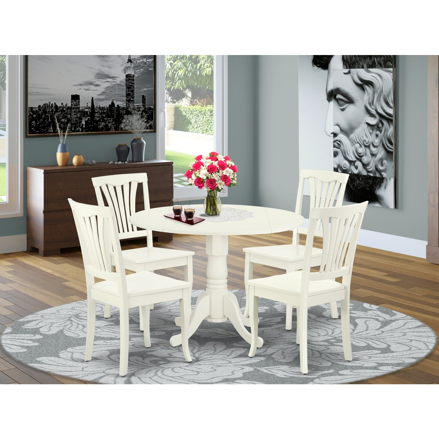 HomeStock Gothic Grace 5Pc Round 42 Inch Table With Two 9-Inch Drop ...