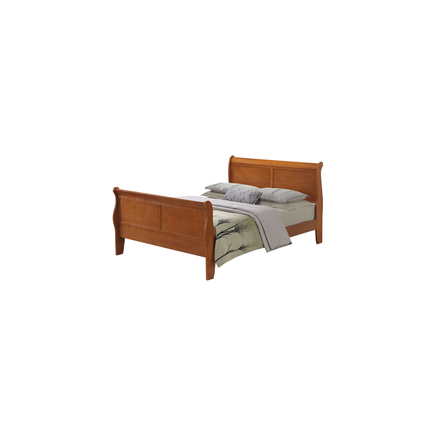 HomeStock Gothic Grace Oak Sleigh Bed with High Footboard, Solid Pine ...
