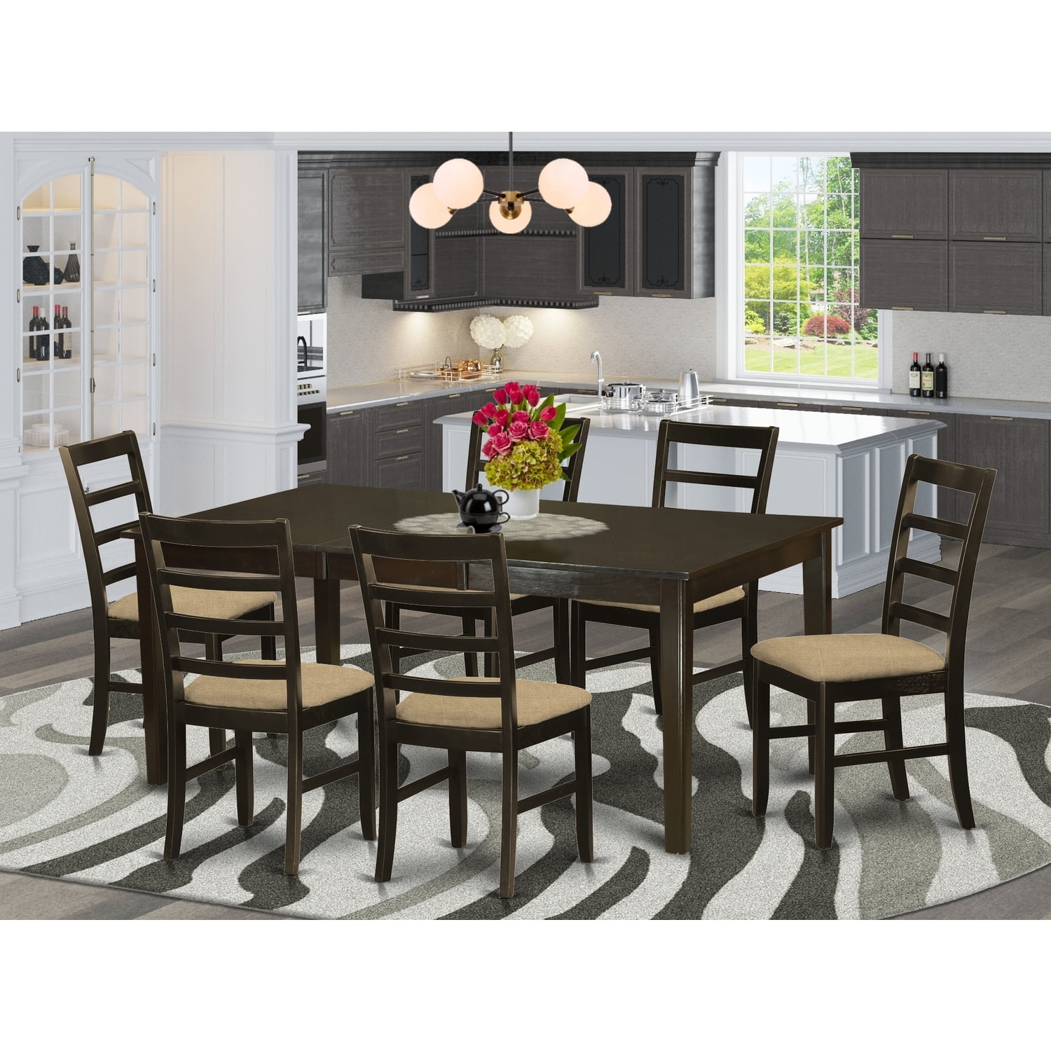 Gothic Dining Room Set - Table with Leaf & 6 Chairs - Elegant Kitchen ...