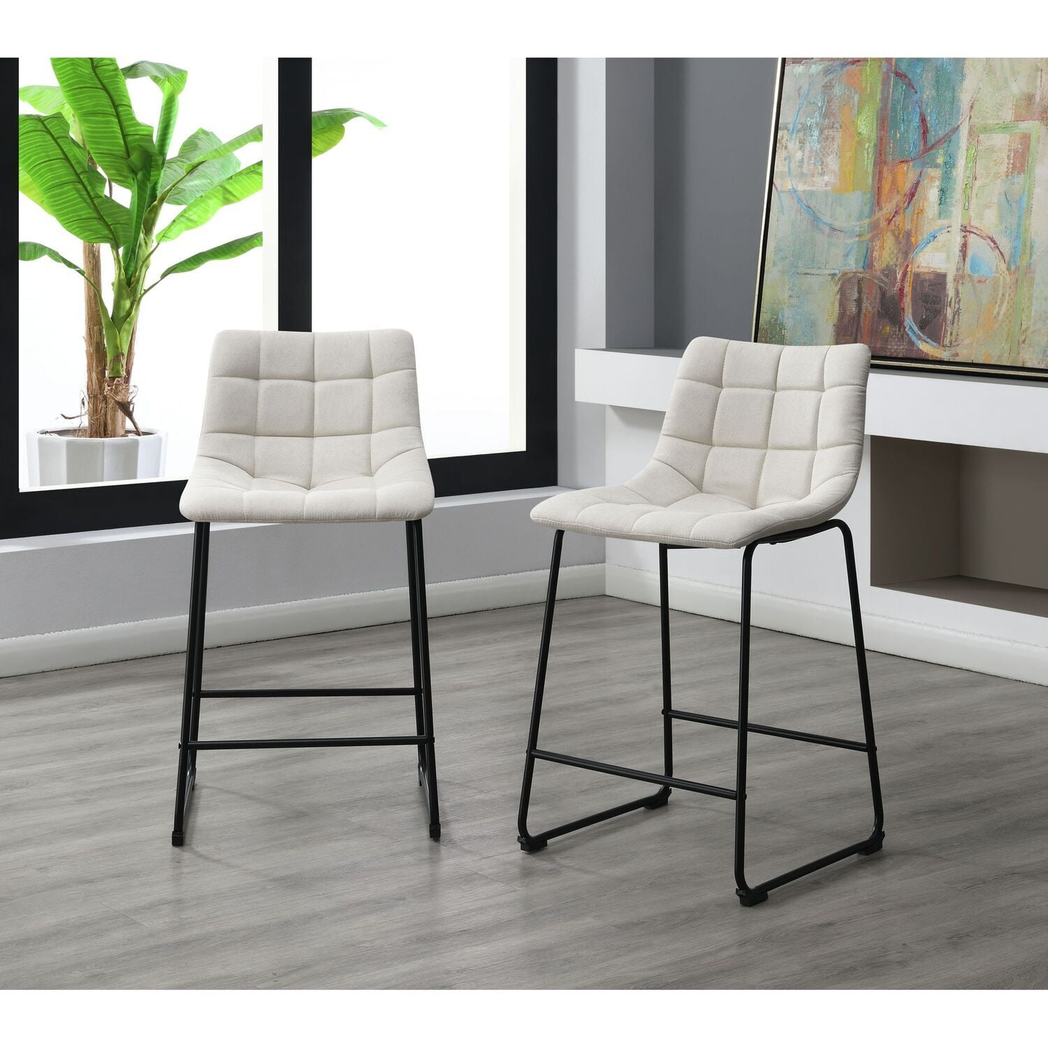 HomeStock Gothic Grandeur 25" Counter Stool in Linen White - Walmart.com